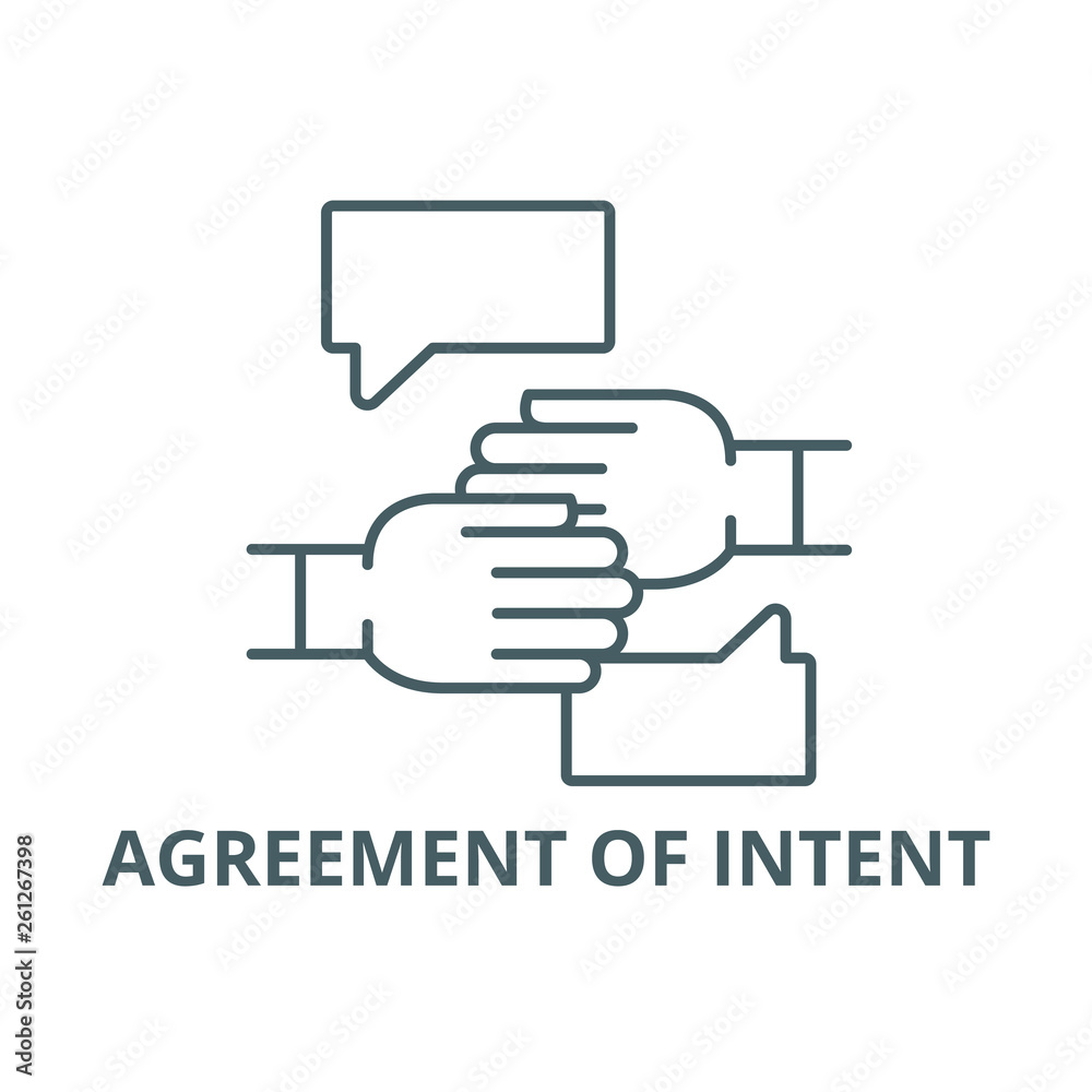 Agreement of intent line icon, vector. Agreement of intent outline sign ...