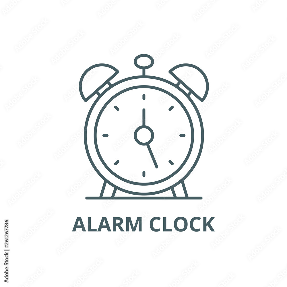 Alarm clock line icon, vector. Alarm clock outline sign, concept symbol ...