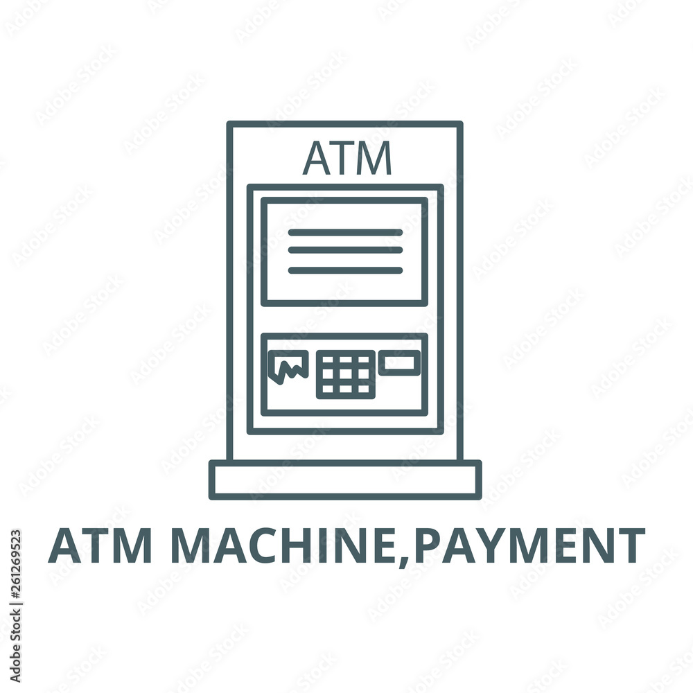 Atm machine,payment line icon, vector. Atm machine,payment outline sign ...