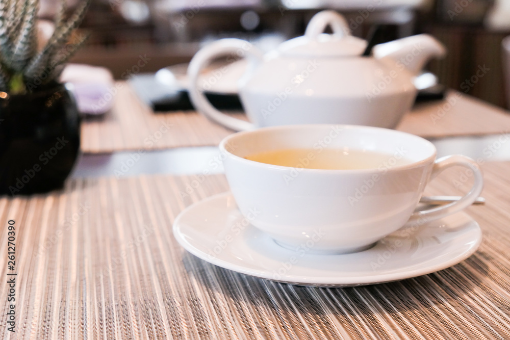 Green herbal tea in a restaurant, five o'clock Stock Photo | Adobe Stock