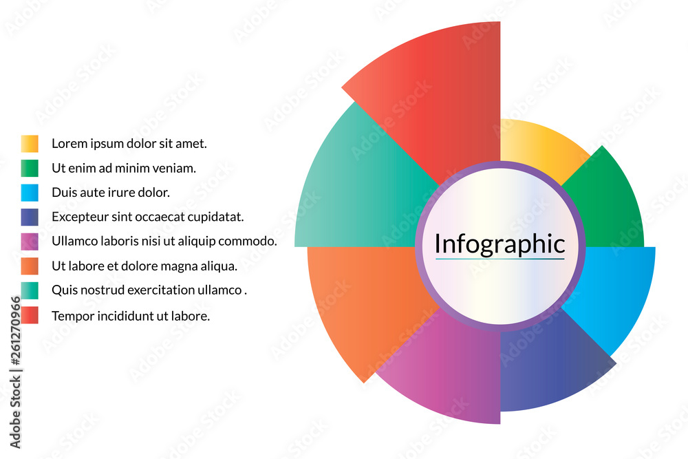 Bright Infographic diagram data visualization template with 8 options ...