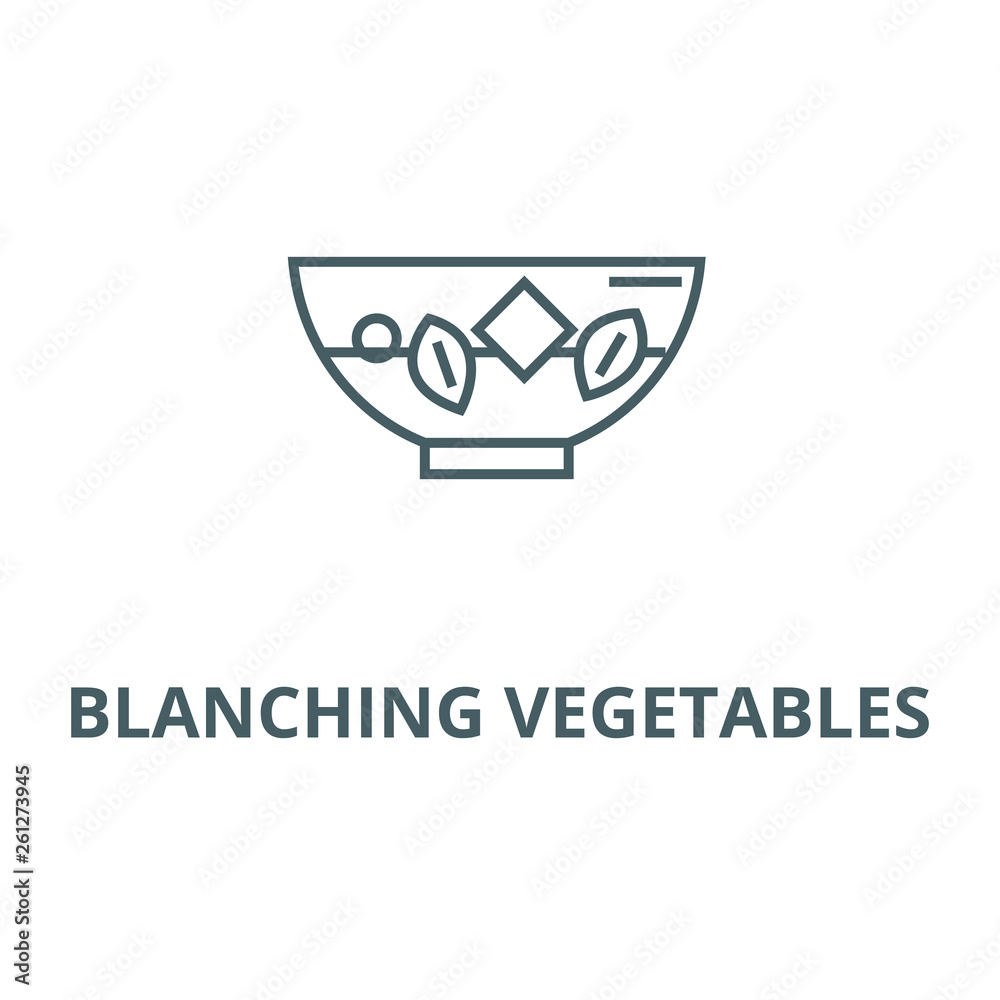 Blanching vegetables line icon, vector. Blanching vegetables outline ...