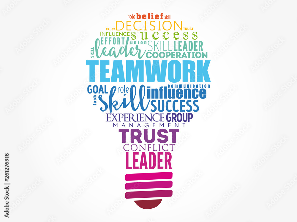 Teamwork light bulb word cloud, business concept background Stock ...