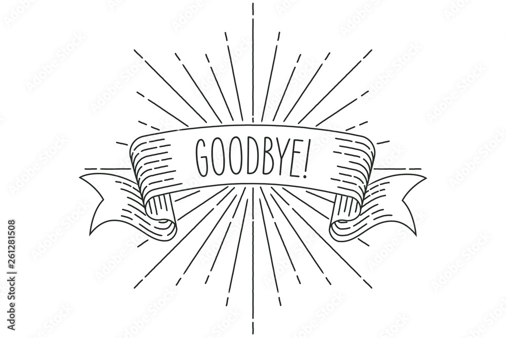 Farewell banner. Ribbon banner greeting card in vintage look with word ...