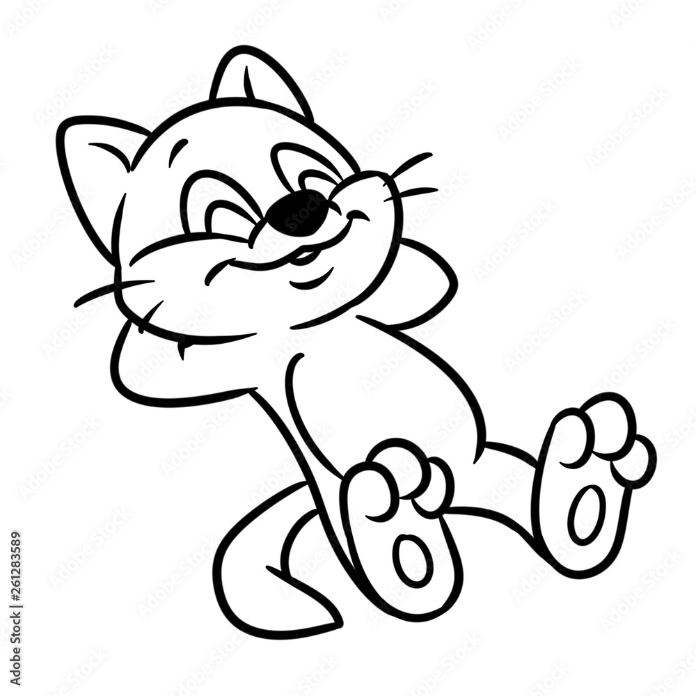 cat smile lies resting animal character cartoon illustration isolated ...