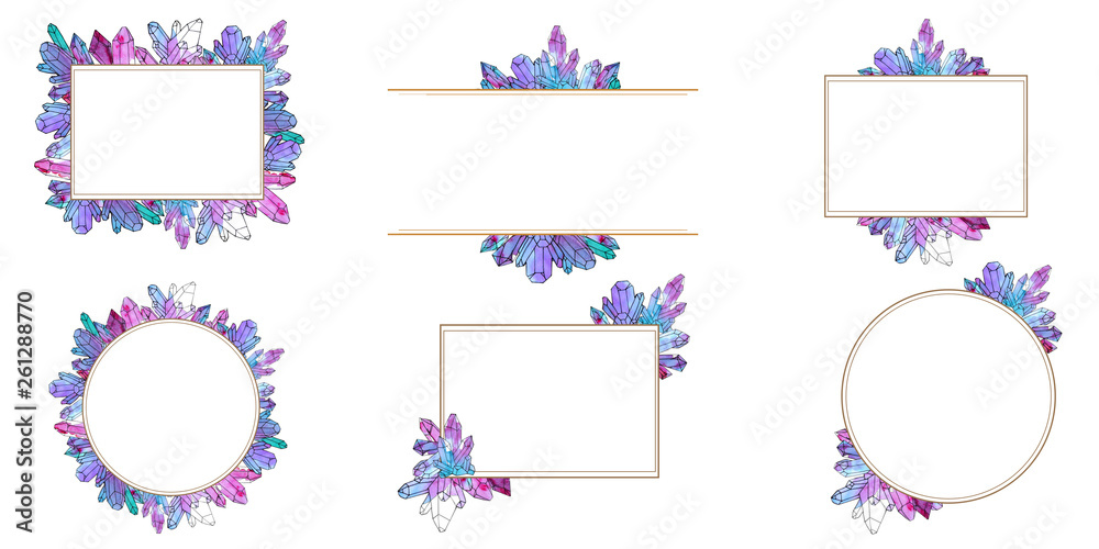 Hand painted watercolor set of crystals templates Stock Illustration ...