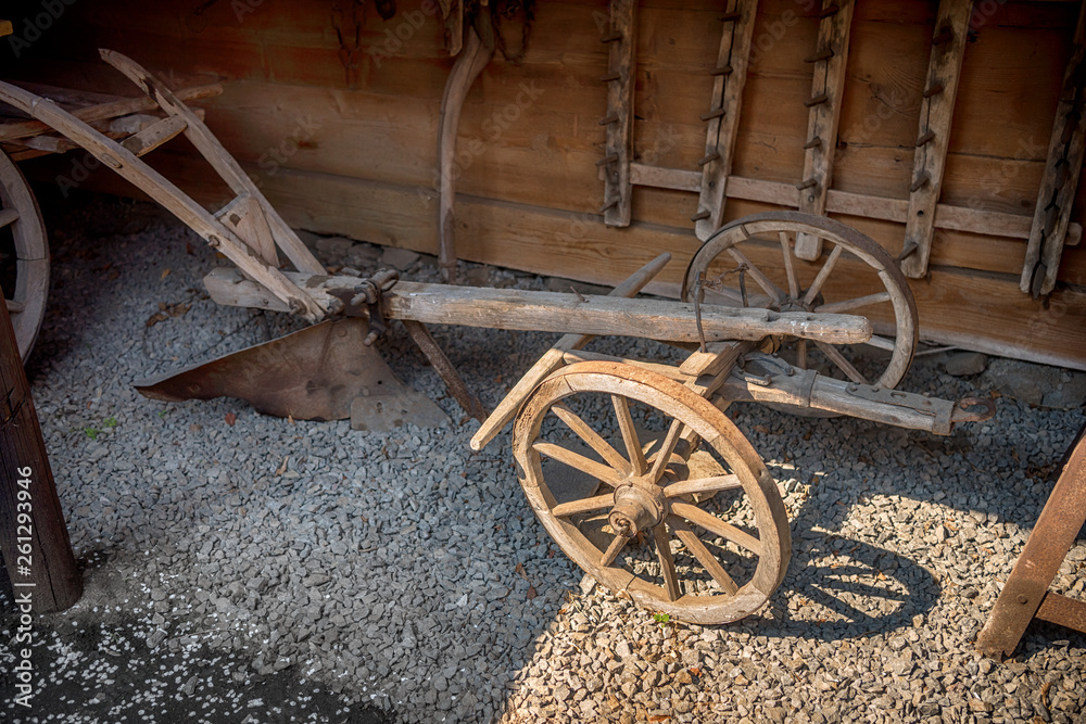 Vintage wooden carriage wheels Stock Photo | Adobe Stock