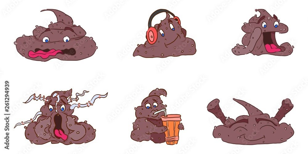 poop characters selection of painted doodles Stock Vector | Adobe Stock