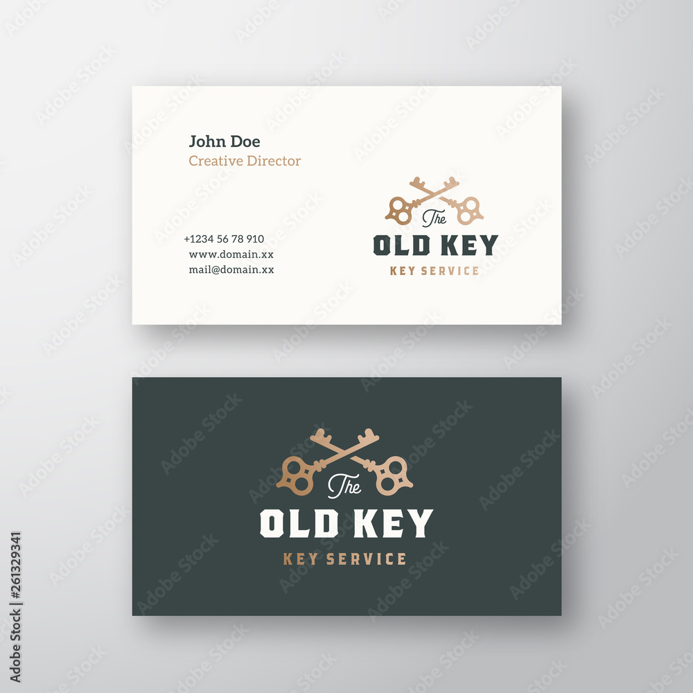 The Old Key Abstract Vector Sign or Logo and Business Card Template ...