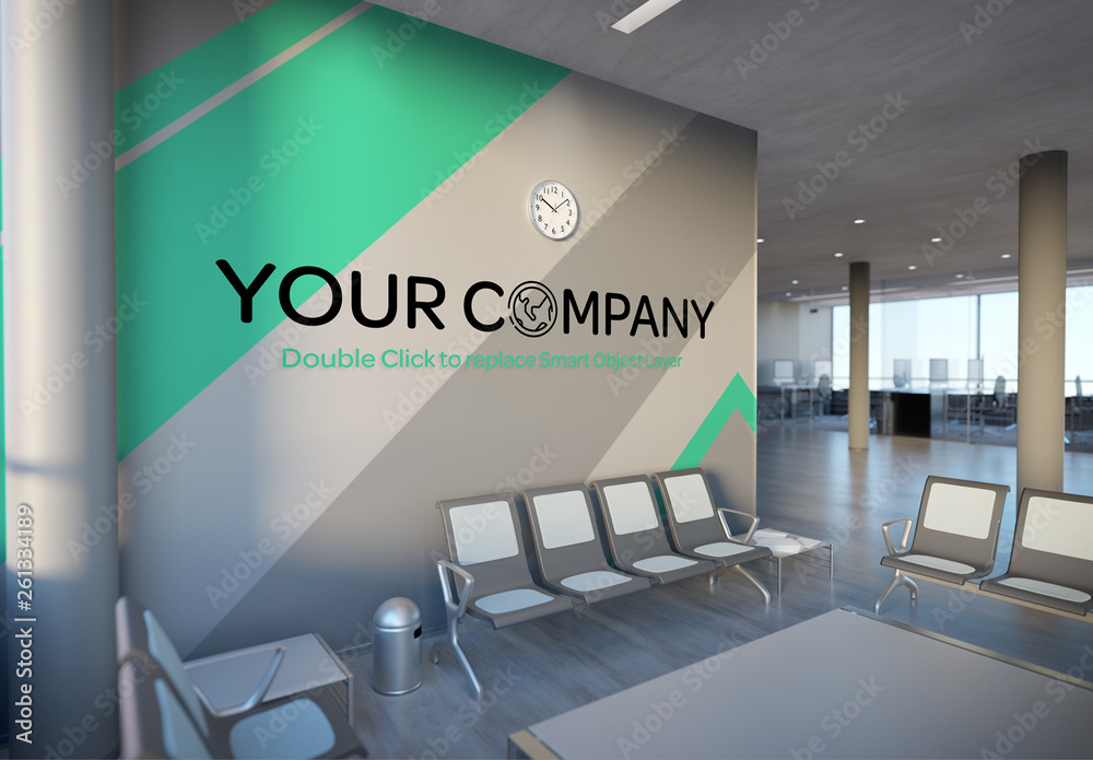 Modern Office Wall Mockup Stock Template | Adobe Stock