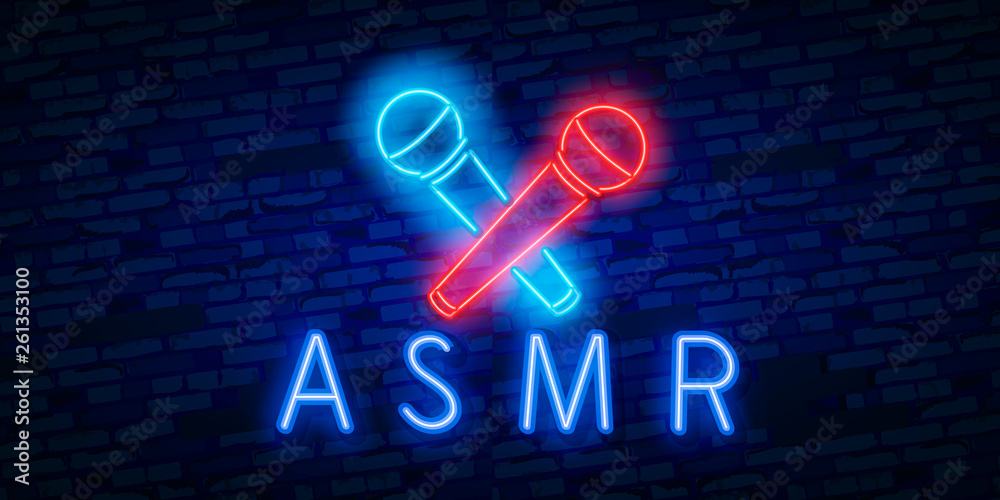 Neon Autonomous sensory meridian response, Vector realistic isolated ...