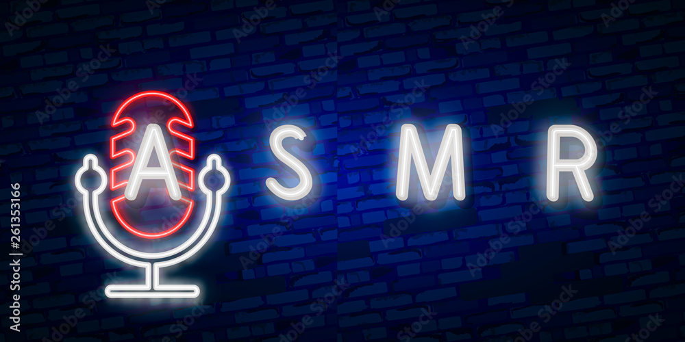 Neon Autonomous sensory meridian response, Vector realistic isolated ...