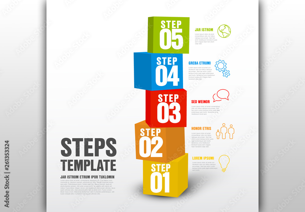 Infographic with 3D Block Illustration Elements Stock Template | Adobe ...