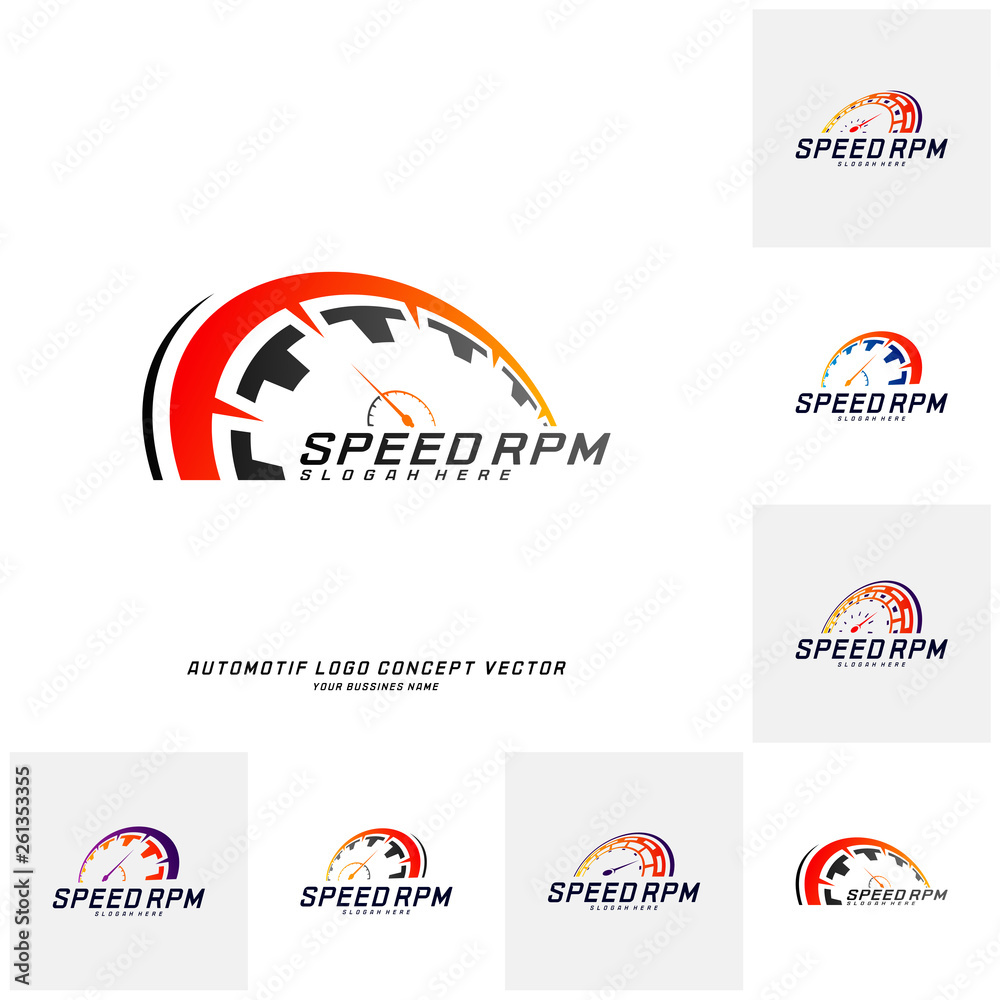 Set of Speed logo design vector. Fast Speedometer logo design template ...