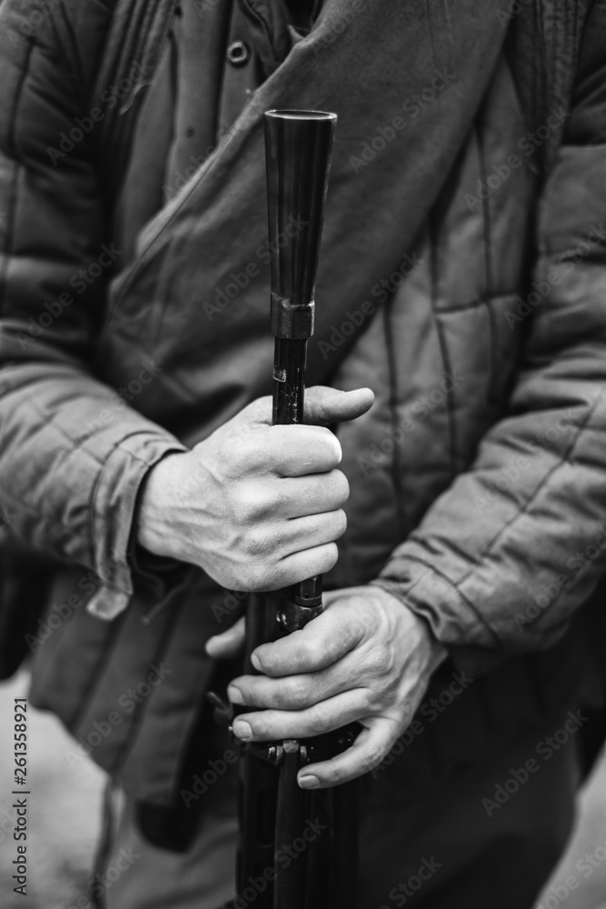 Man Re-enactor Dressed As World War II Soviet Russian Red Army Soldier ...