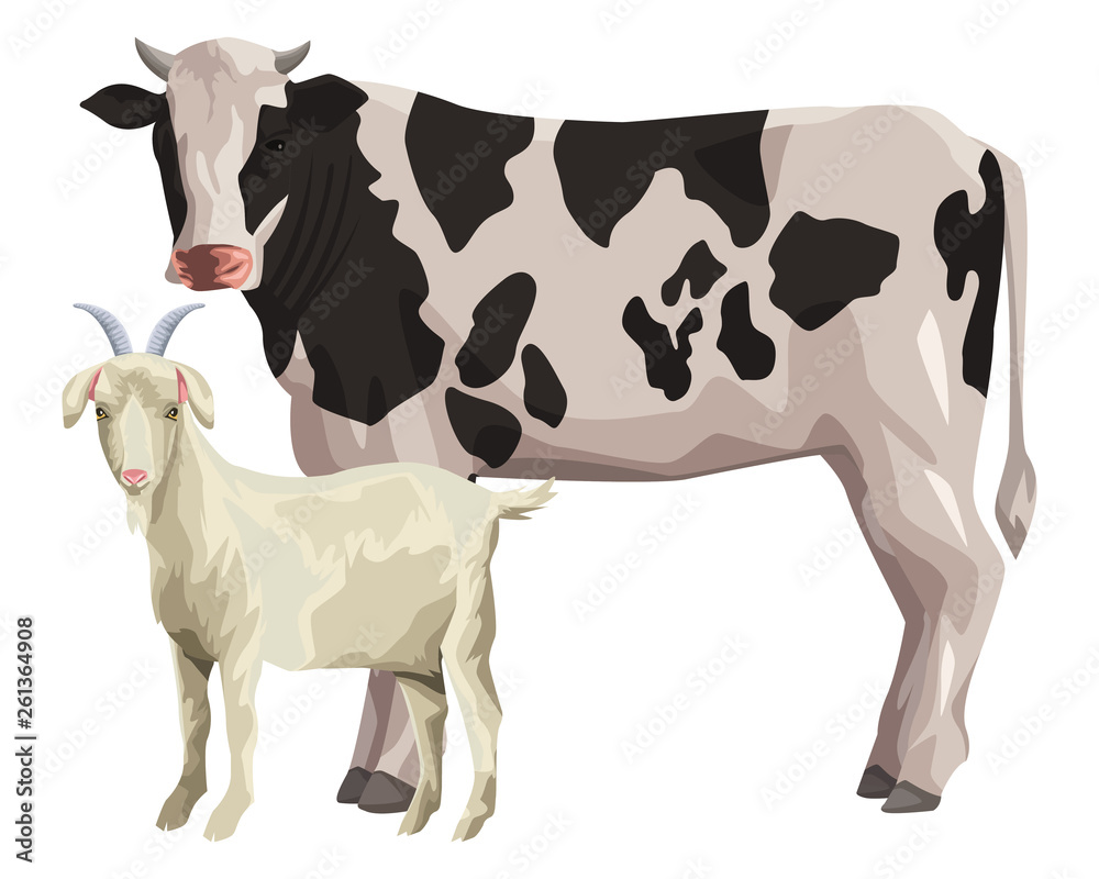 cow and goat Stock Vector | Adobe Stock