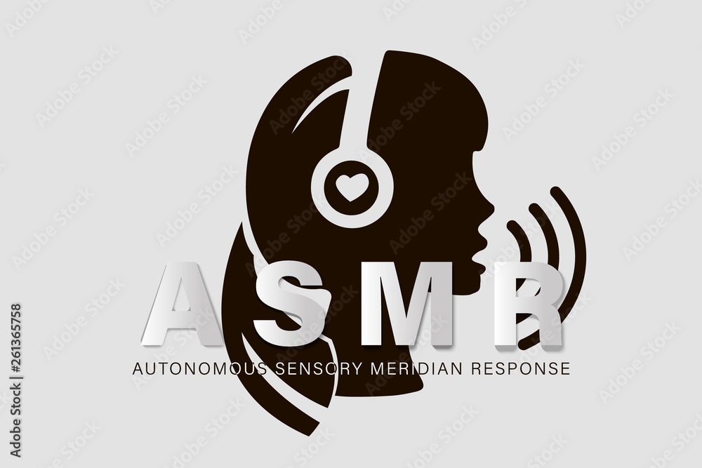 Autonomous sensory meridian response, ASMR logo or icon. Female head ...