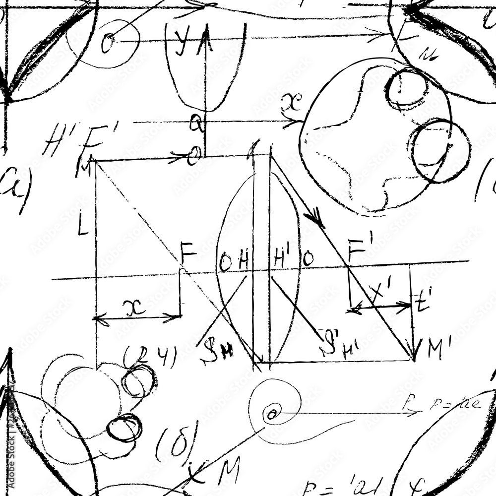 Mathematical seamless texture with handwritten math, algebra and ...