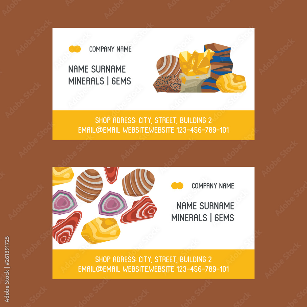 Gem mineral vector business card crystalline stone precious gemstone ...