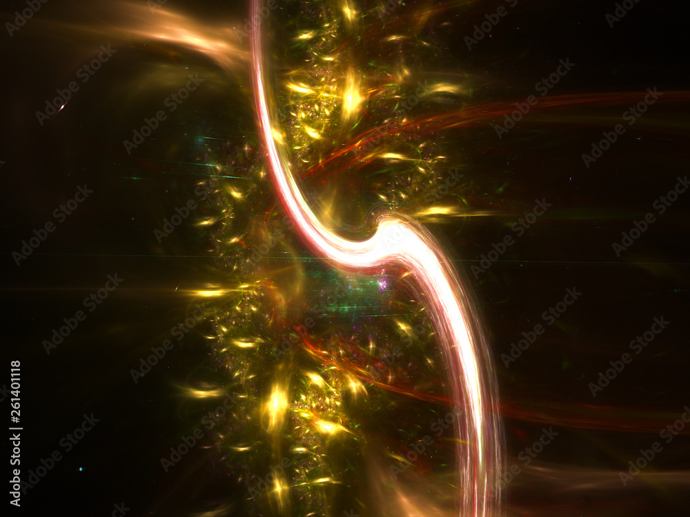 Stars and Red Nebula, Glowing Alien Object Moving Through Space at High ...