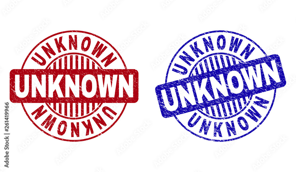 Grunge UNKNOWN round stamp seals isolated on a white background. Round ...