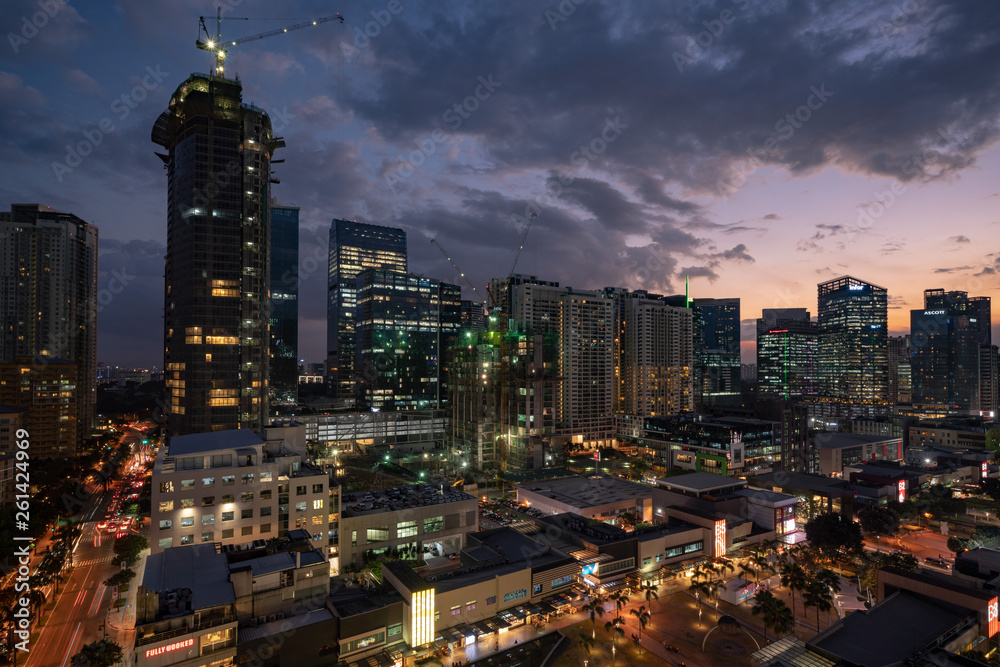 Bonifacio Global city skyline at Magic hour Stock Photo | Adobe Stock