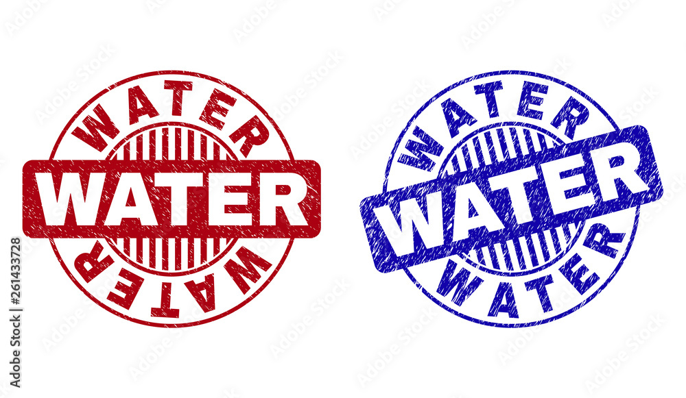 Vettoriale Stock Grunge WATER round stamp seals isolated on a white ...