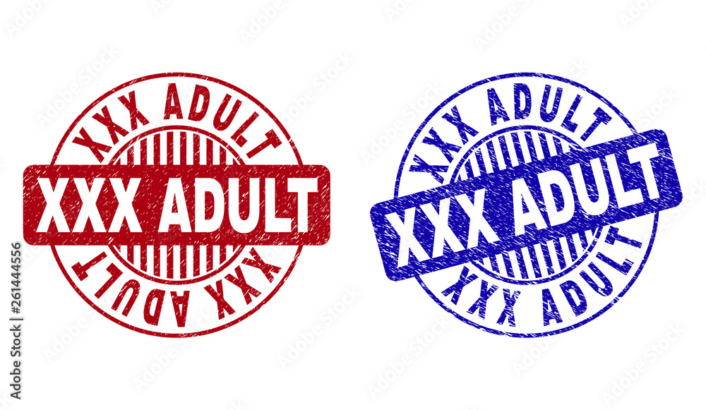 Grunge Xxx Adult Round Stamp Seals Isolated On A White Background