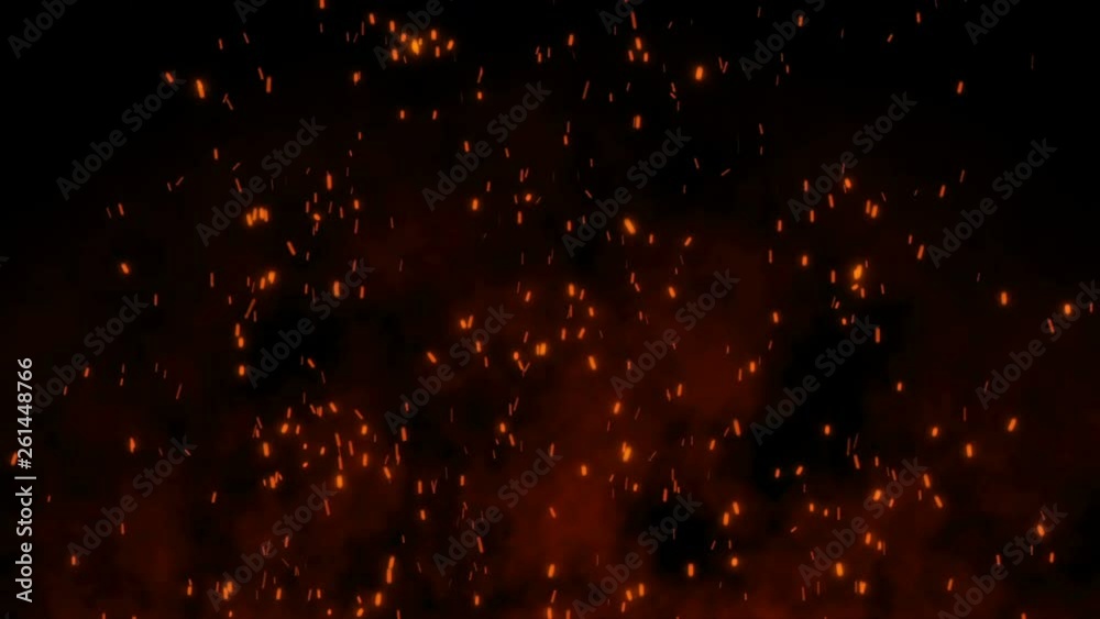 Burning hot bonfire fire sparks on a dark background. Cartoon fire ...