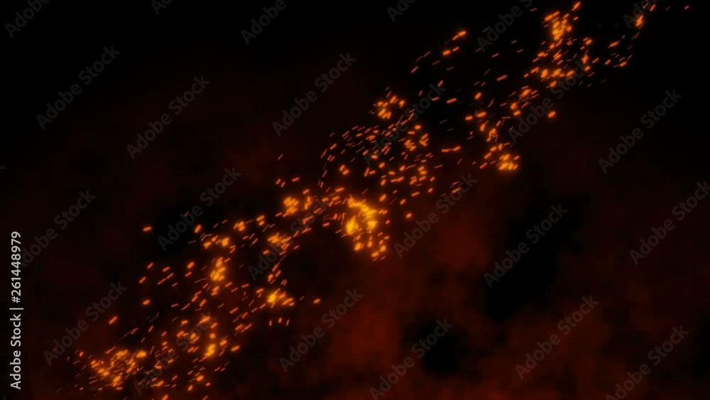 Burning hot bonfire fire sparks on a dark background. Cartoon fire ...