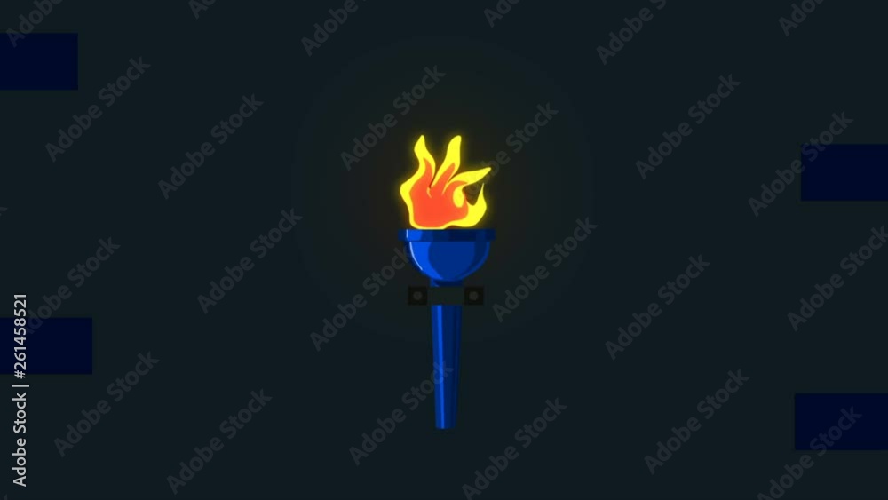 Ancient Knights Torch, Olympic Torch on Wall texture background with 2d ...