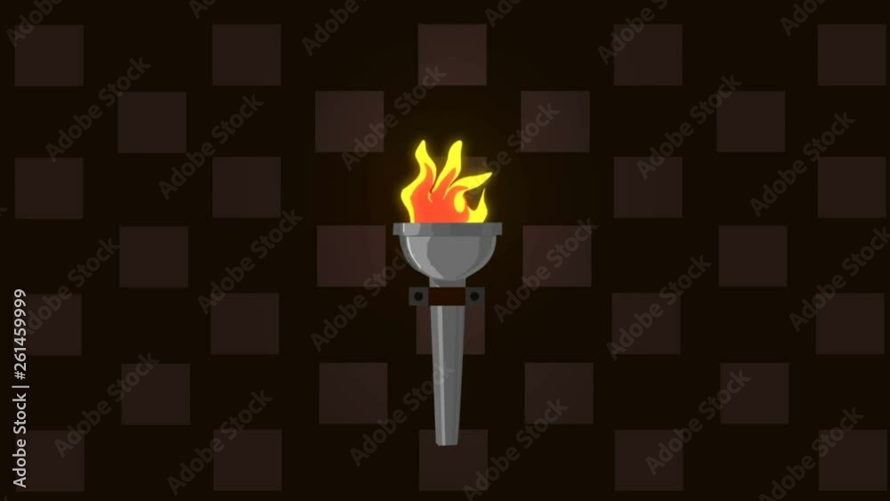 Ancient Knights Torch, Olympic Torch on Wall texture background with 2d ...