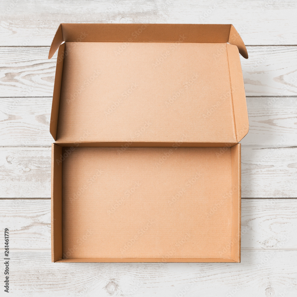 Open cardboard box top view isolated with no shadows clipping path ...