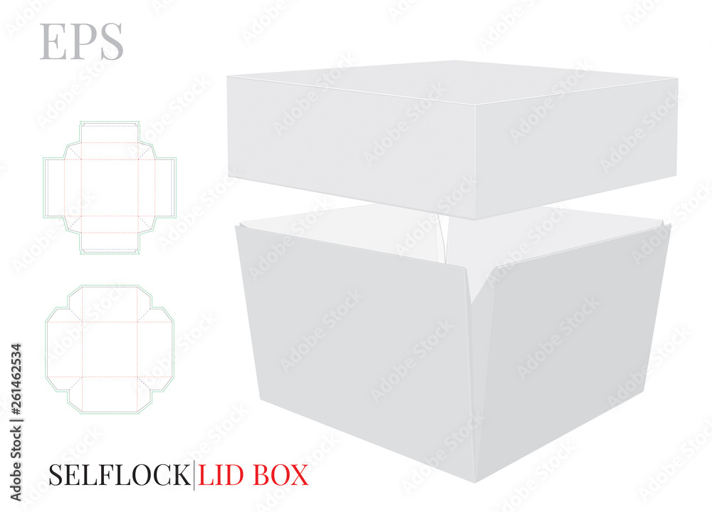 Box with Lid Template. Vector with Die Cut / Laser Cut Layers. White ...