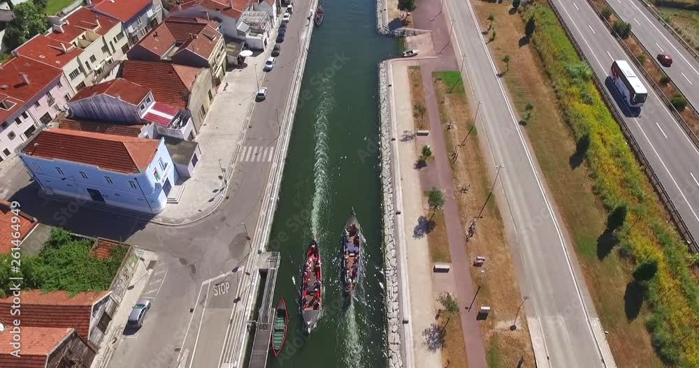 PORTO, PORTUGAL. Aerial 4K view of the scenic backdrop to Porto ...