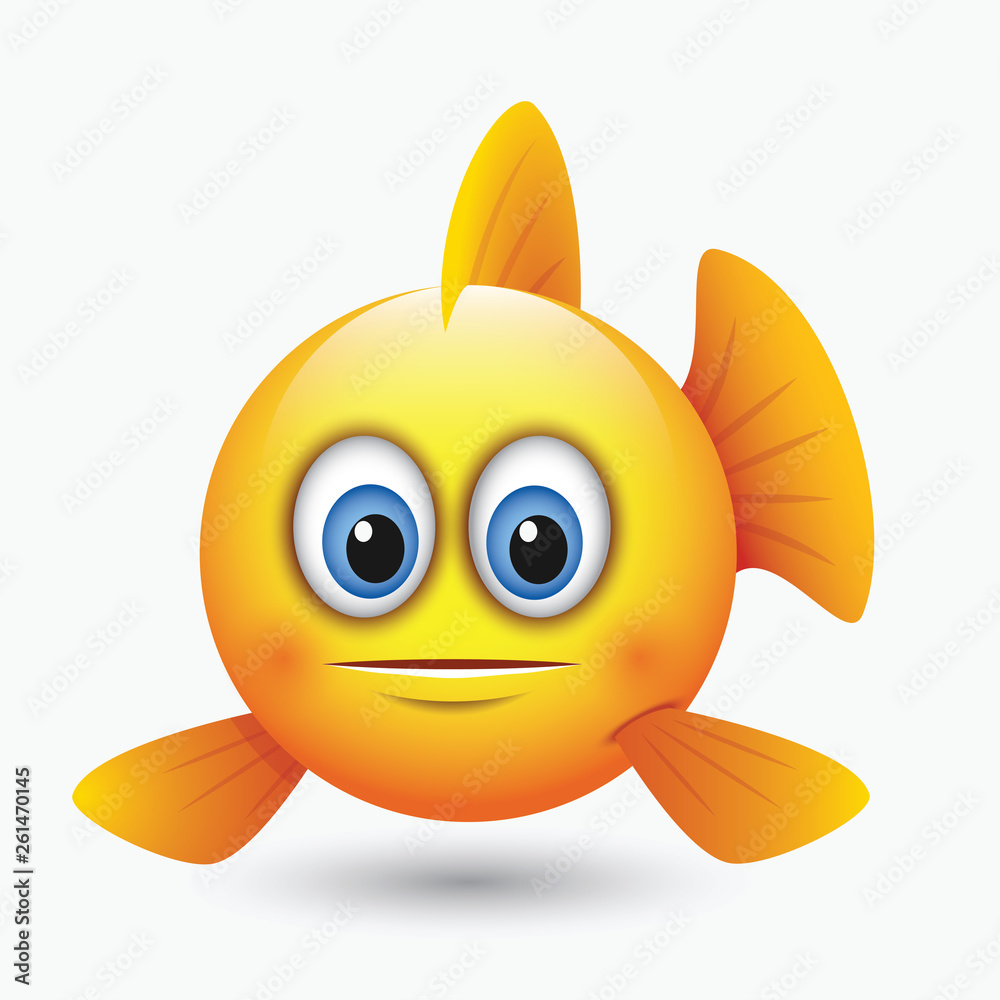 Cute fish emoticon, emoji Stock Vector | Adobe Stock