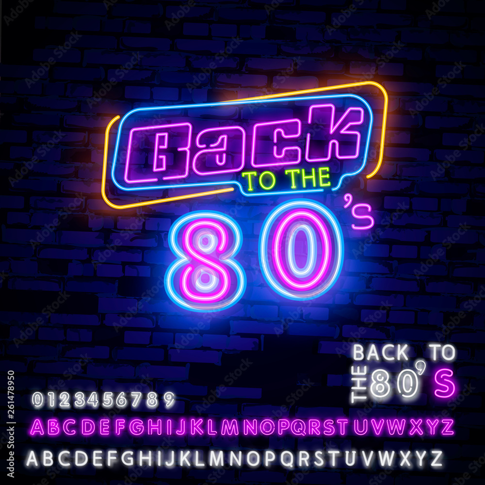 Back to the 80s neon sign vector. 80 s Retro style Design template neon ...