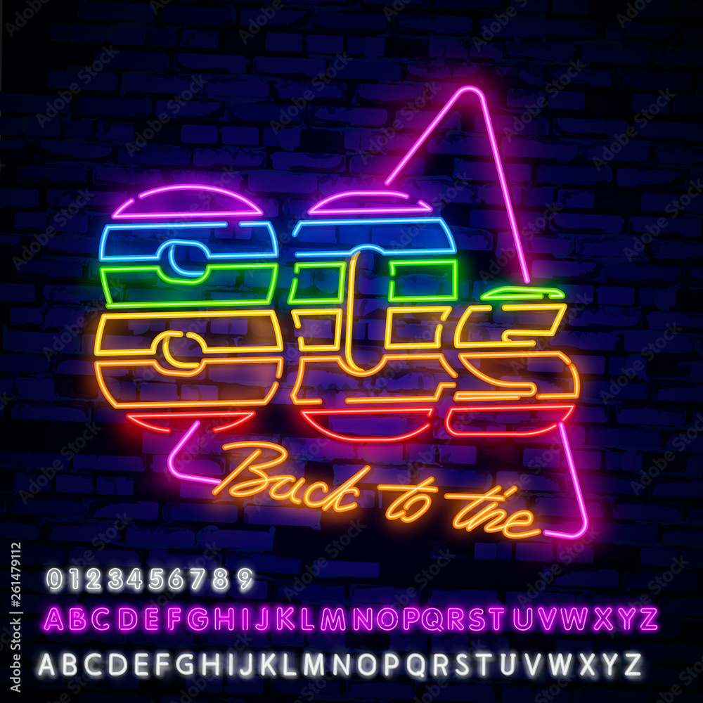 Back to the 80s neon sign vector. 80 s Retro style Design template neon ...