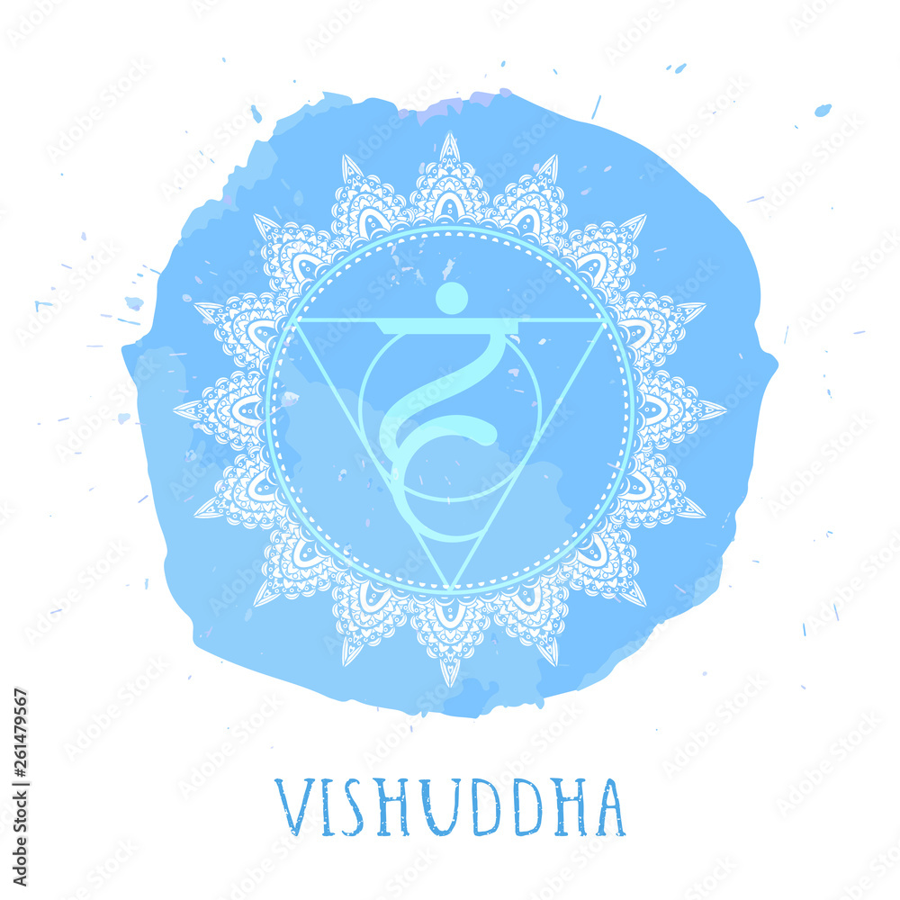 Vector illustration with symbol Vishuddha - Throat chakra and ...