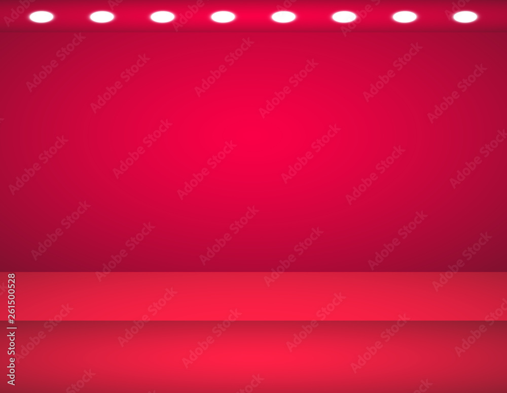 Studio background. Vector empty red studio for your design, spotlight ...