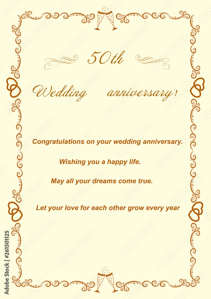 50th wedding anniversary card for greetings and writing text vector ...