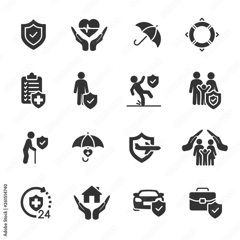 Vector set of insurance icons. Stock Vector | Adobe Stock