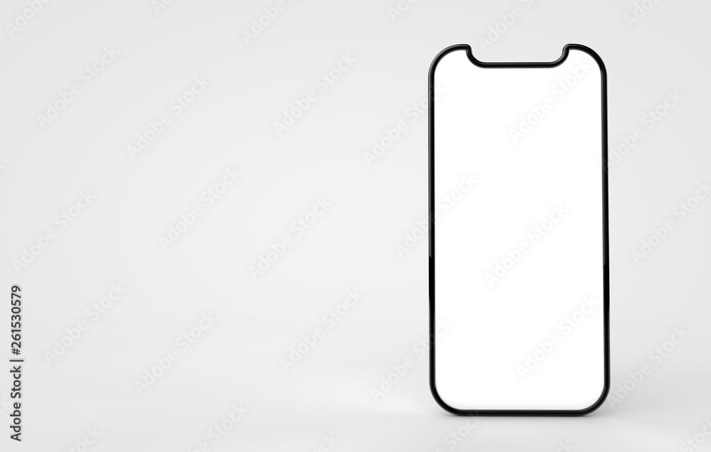 Smartphone blank screen template. Futuristic phone mockup. 3D Rendering ...