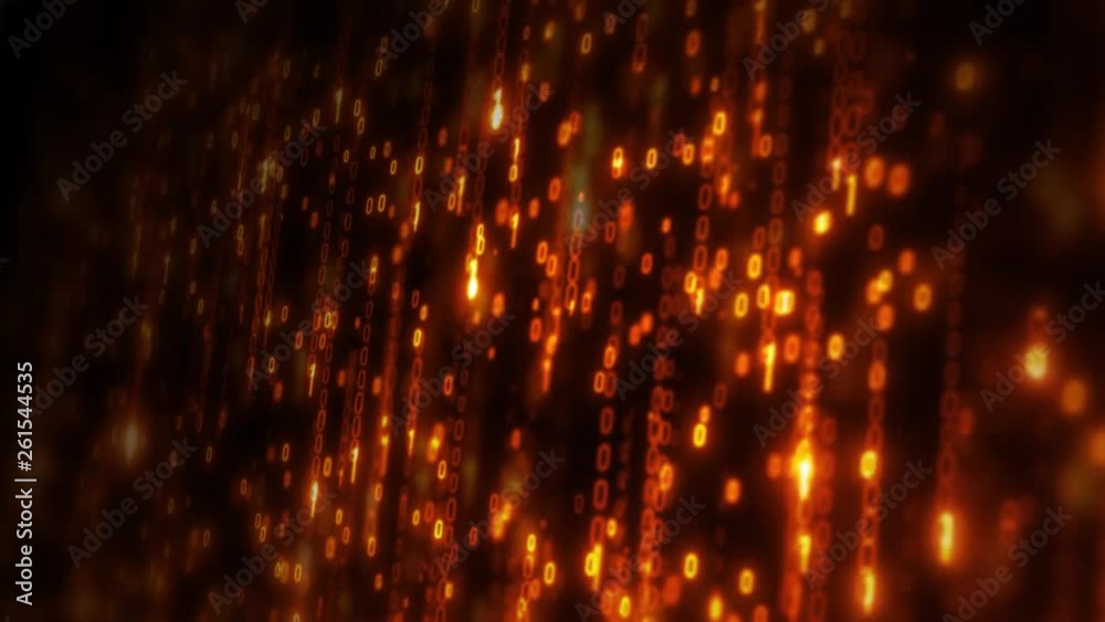 Computer Binary Code Data Falling Loop/ 4k animation of an abstract ...