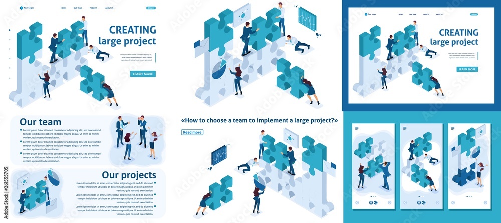 Isometric Young Entrepreneurs Team Working Stock Vector | Adobe Stock