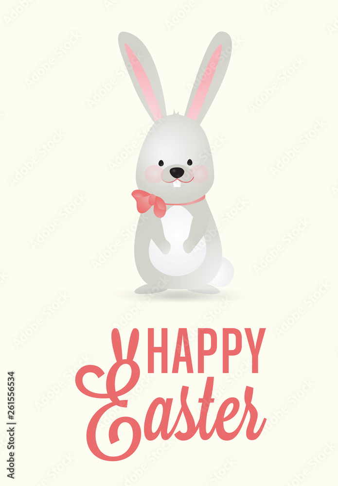 Happy Easter Vector Design with Cute Rabbit Character - Advertising ...