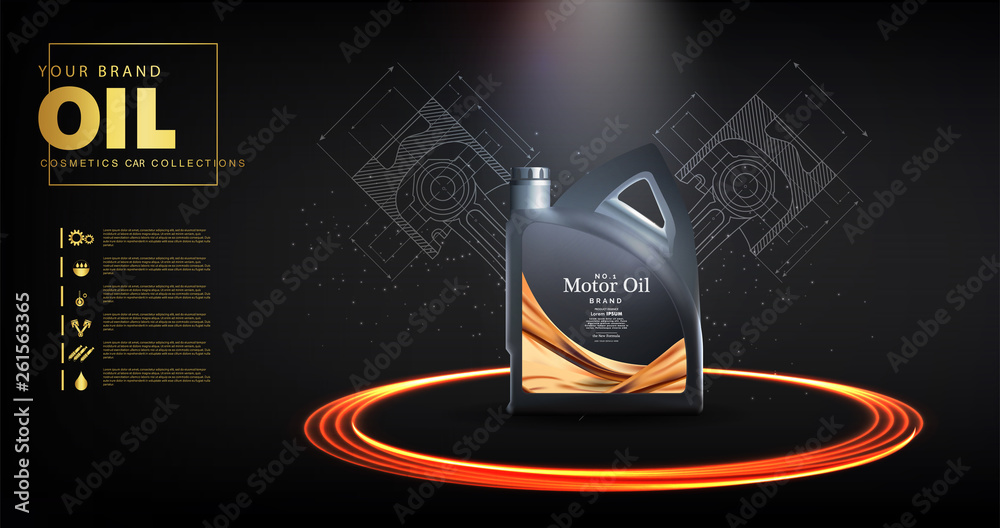 Bottle engine oil on a background a motor-car piston, Technical ...