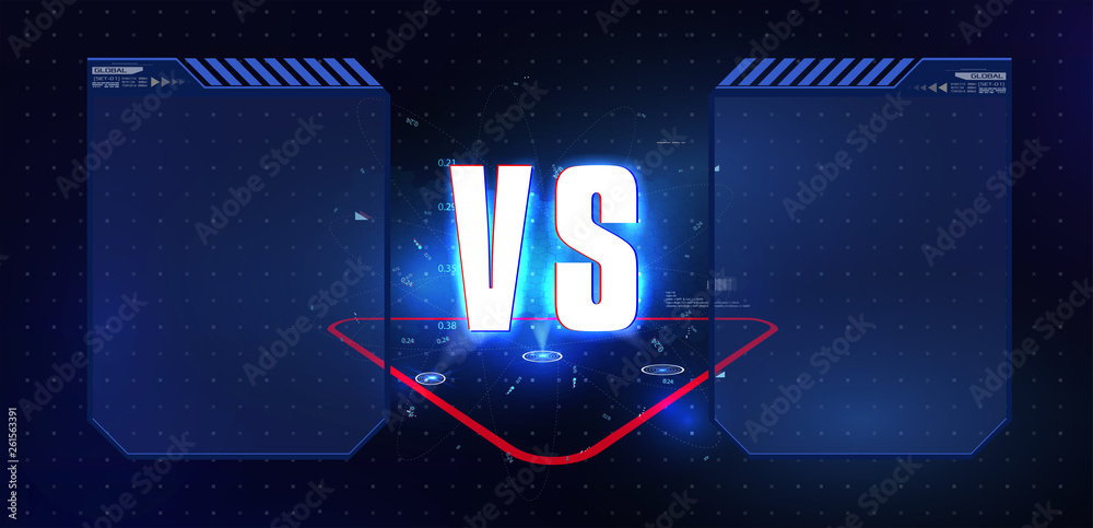 VS Versus Blue and red Futuristic design. Battle headline template ...