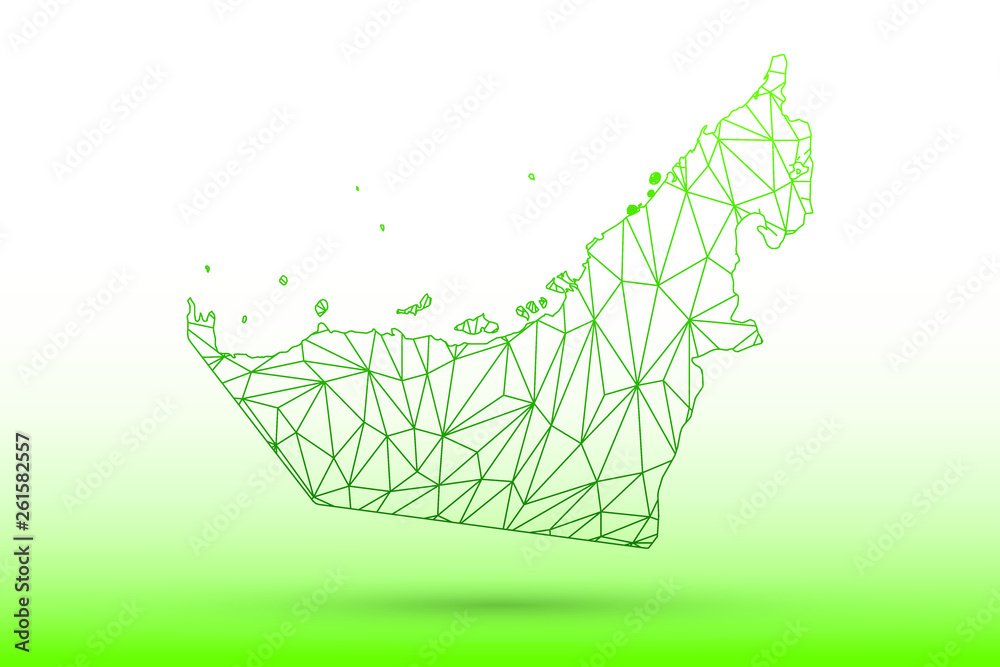 United Arab Emirates or UAE map vector of green color geometric ...