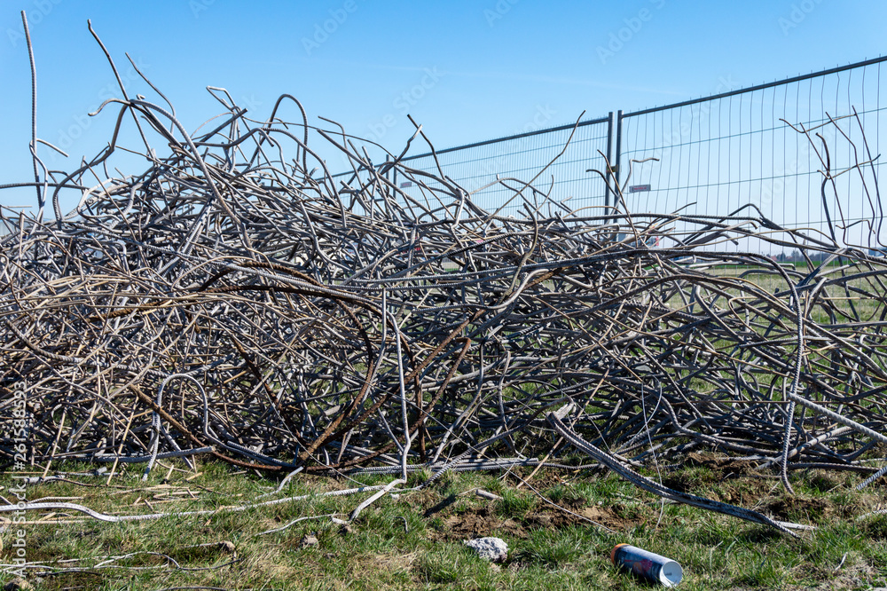 Foto de Waste and mess on construction site of road, building or ...